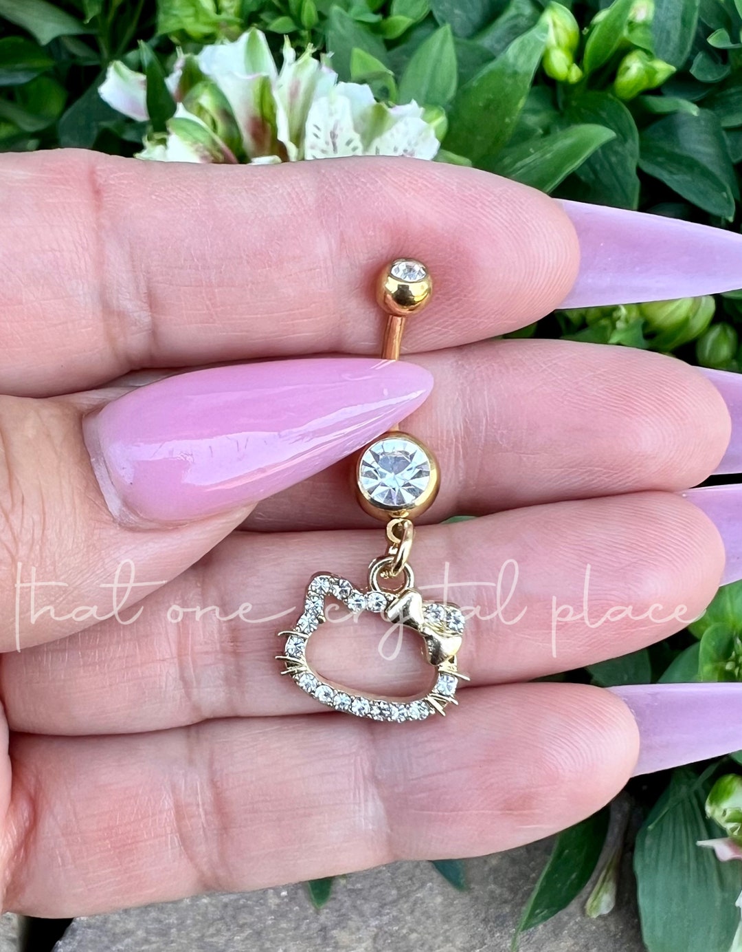 BIN #155 Kitty Swarovski Crystal Inspired Gold Bling Bow Face Head ...