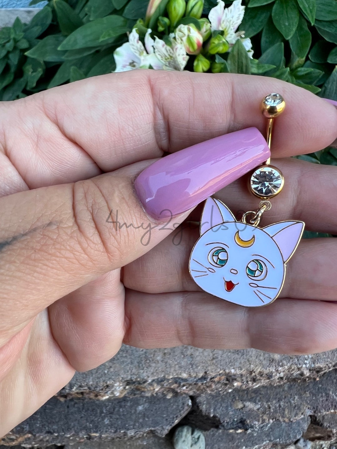 BIN #141 Sailor MOON Gold Inspired Artemis Cat Belly Button Navel Ring ...