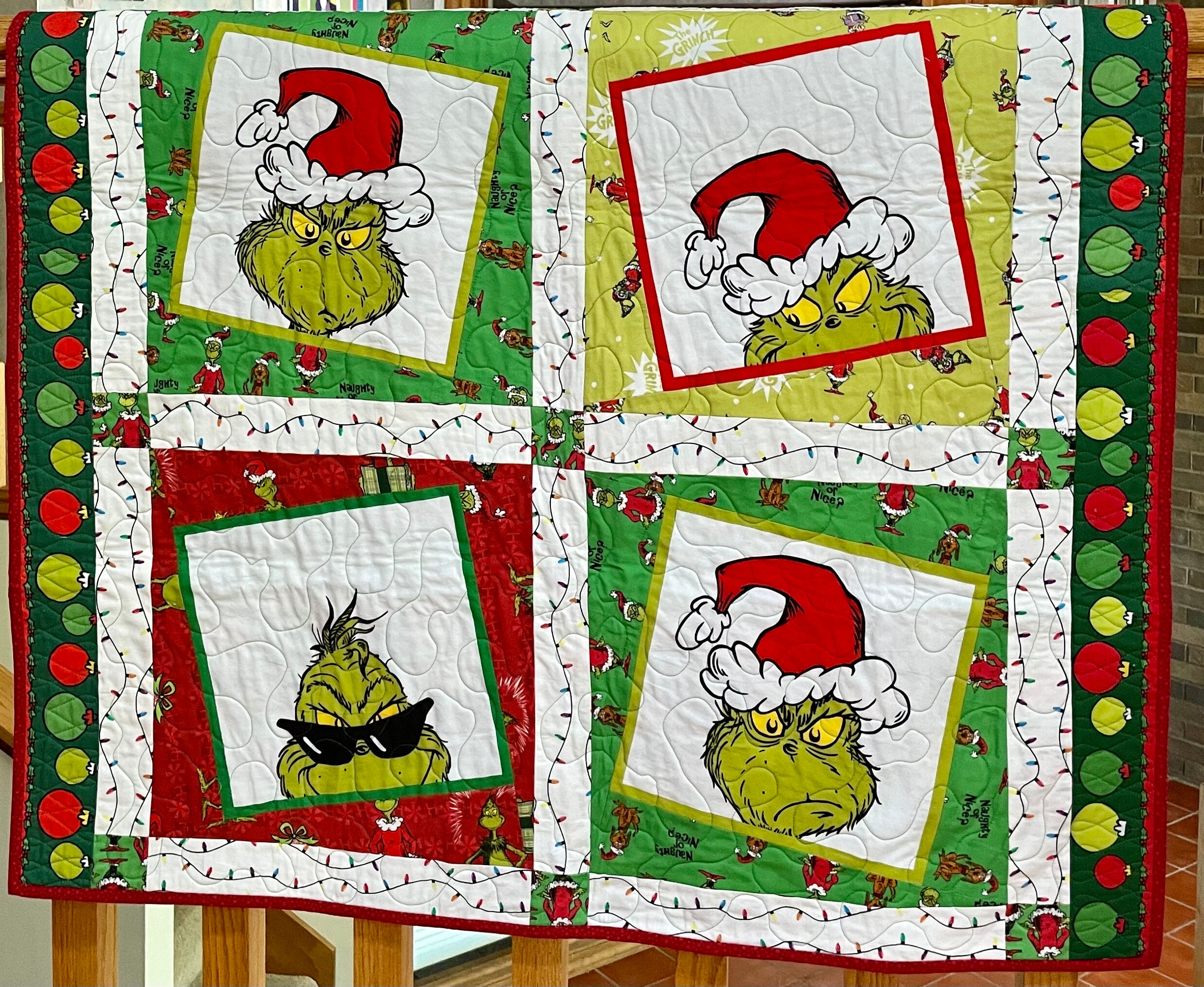 Six Faces of Grinch Christmas Seuss Quilt Grinch Wall - Etsy