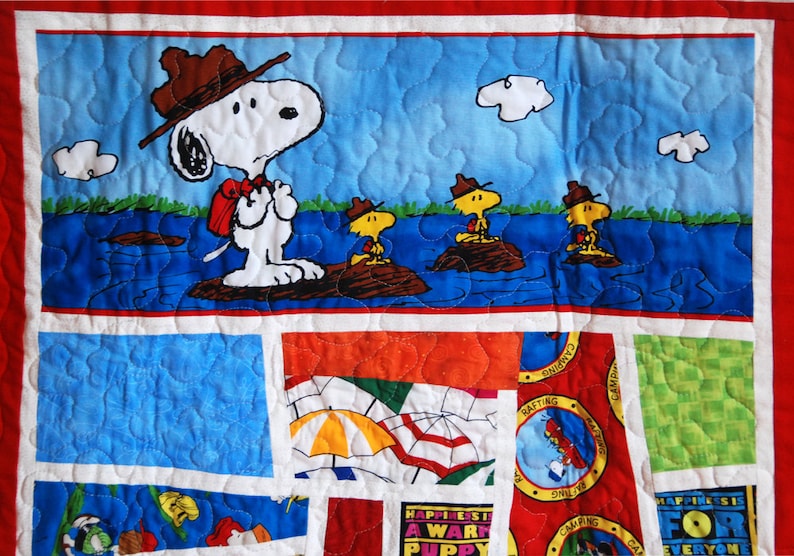 Snoopy Quilt Modern Baby Bedding Lap Quilt Snoopy Wall - Etsy