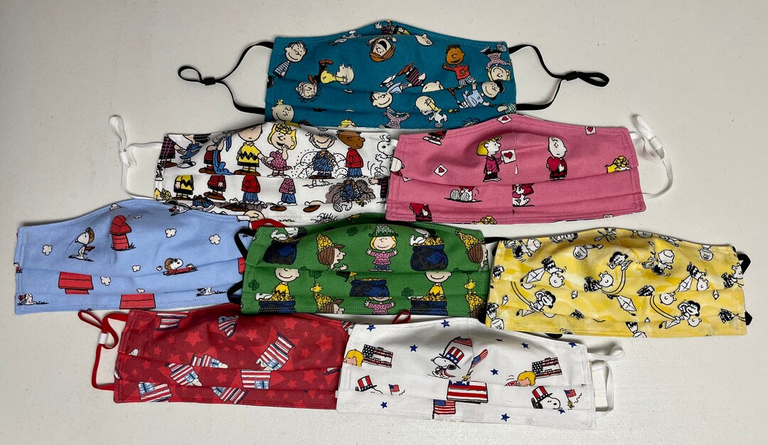 Peanuts Face Mask Snoopy Face Mask three Layer Pleated - Etsy