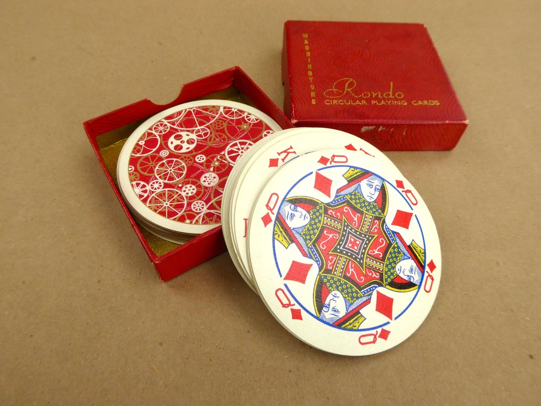 Full Set: 1950s Waddinton's Rondo Circular Playing Cards Round Cards ...