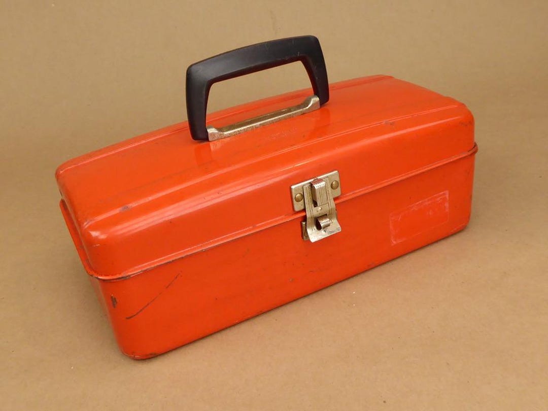 Vintage Metal Tool Box - Tackle Box - Industrial Storage Container ...