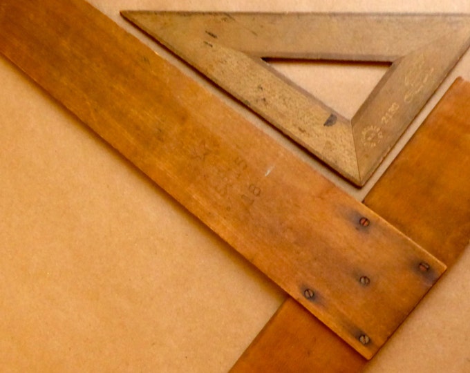 Old and Rare! Keuffel and Esser Vintage Wood T-square and Triangle ...