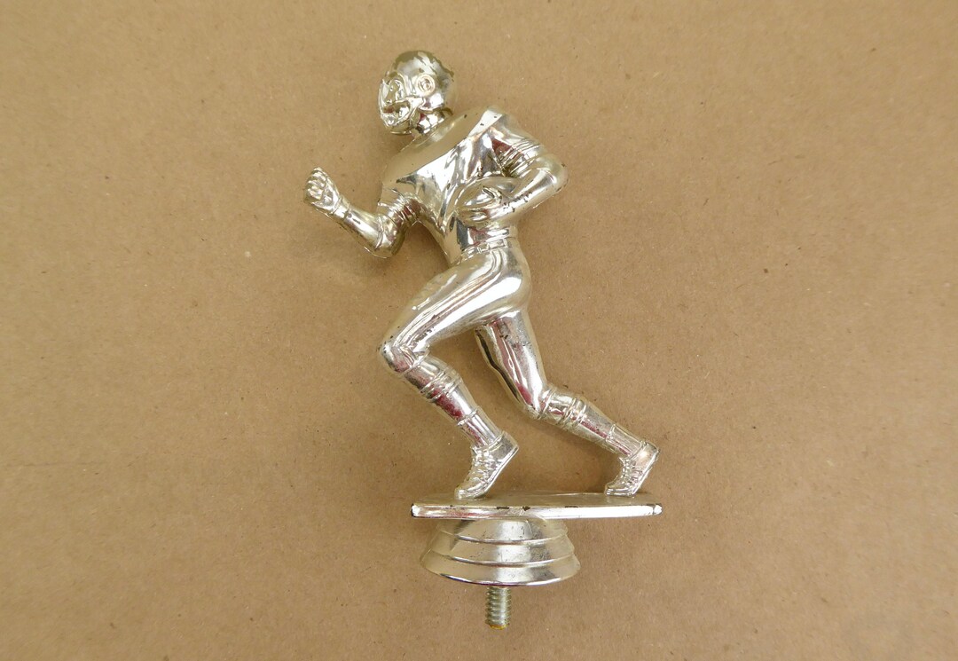 Vintage Football Trophy Topper White Gold Plastic Ornament Statue ...