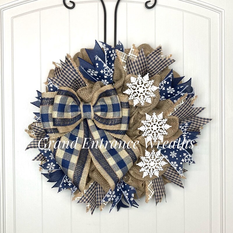 Winter Burlap Wreath - Etsy