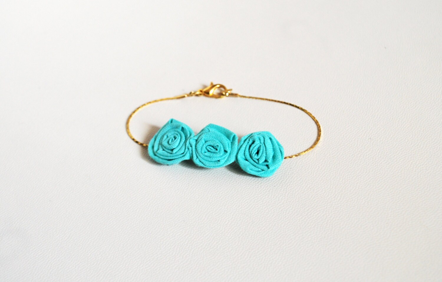 Turqoise Roses Bracelet,fiber Jewelry,cotton Bracelet,floral Bracelet ...