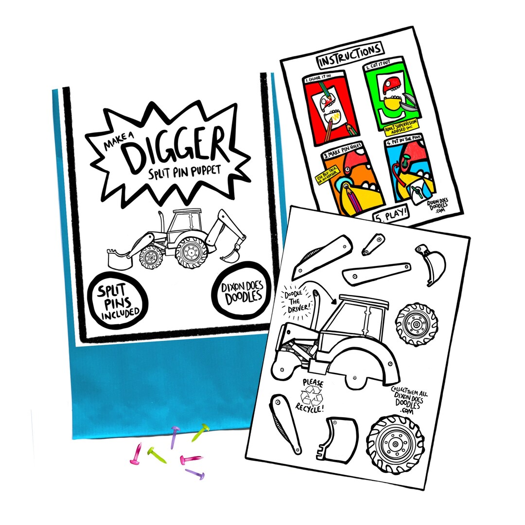 Digger - Pin Puppet - Craft Pack - Stocking Filler - - Etsy