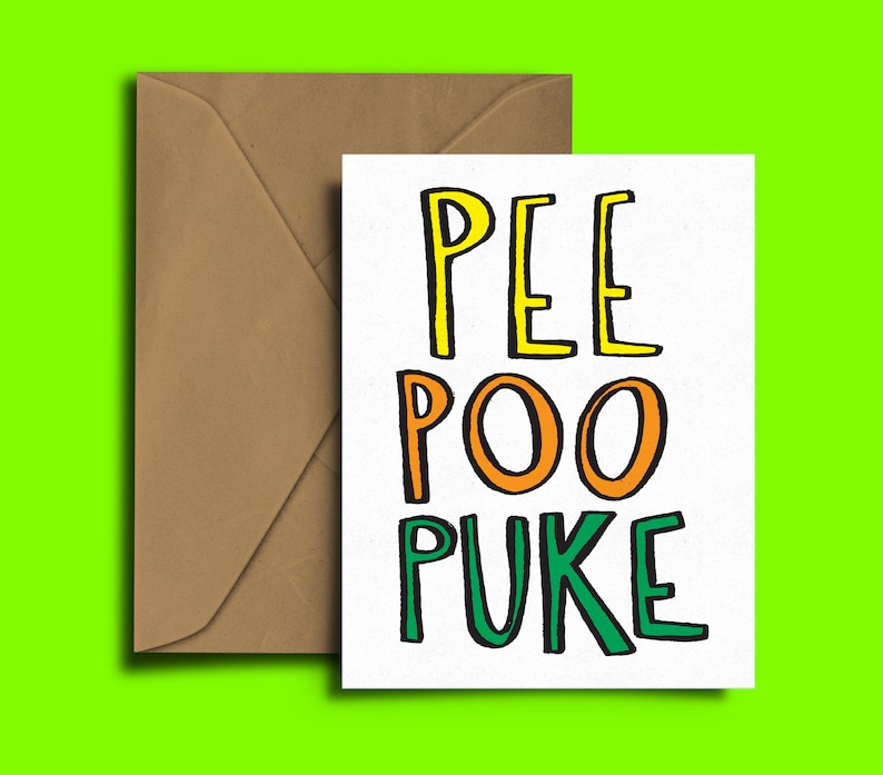 Pee Poo Puke - New Baby Card - Congratulations - Birth Card - Funny ...