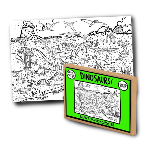 Dinosaurs Giant Colouring Poster A0 Size HUGE Free UK - Etsy