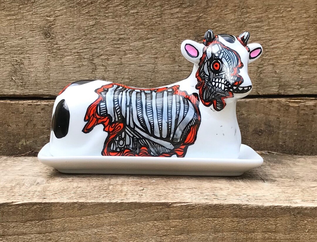 Cowborg - Cow Butter Dish - Zombie Cow - Butter Dish - Cow - Terminator ...