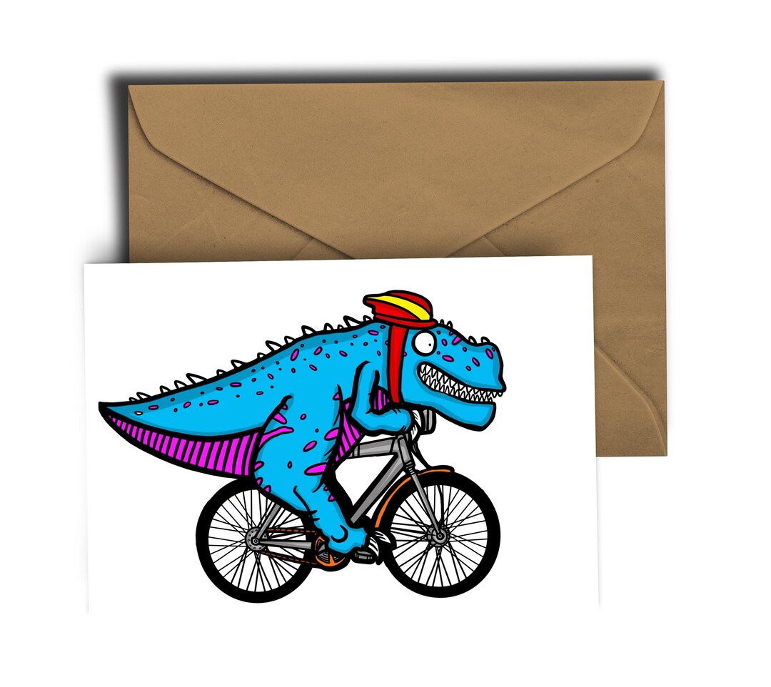 Tyrannosaurus Rex - T Rex Riding A Bike - Dinosaur - Cycling - Birthday ...