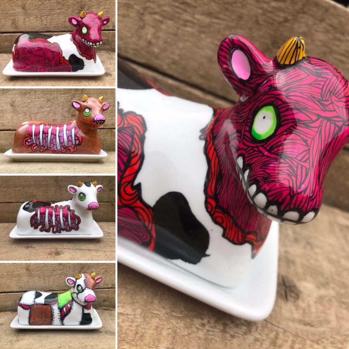 Zombie Cow Butter Dish - Flayed Friesian - Zombie Cow - FREE UK POSTAGE ...