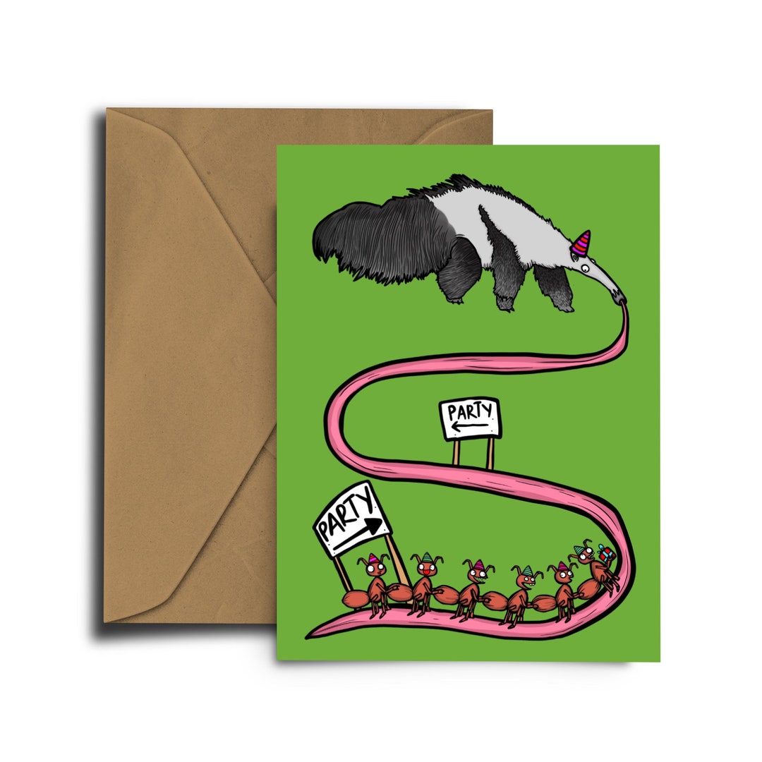 Ant Conga- Birthday Card - Anteater - A6 Greeting Card - Etsy