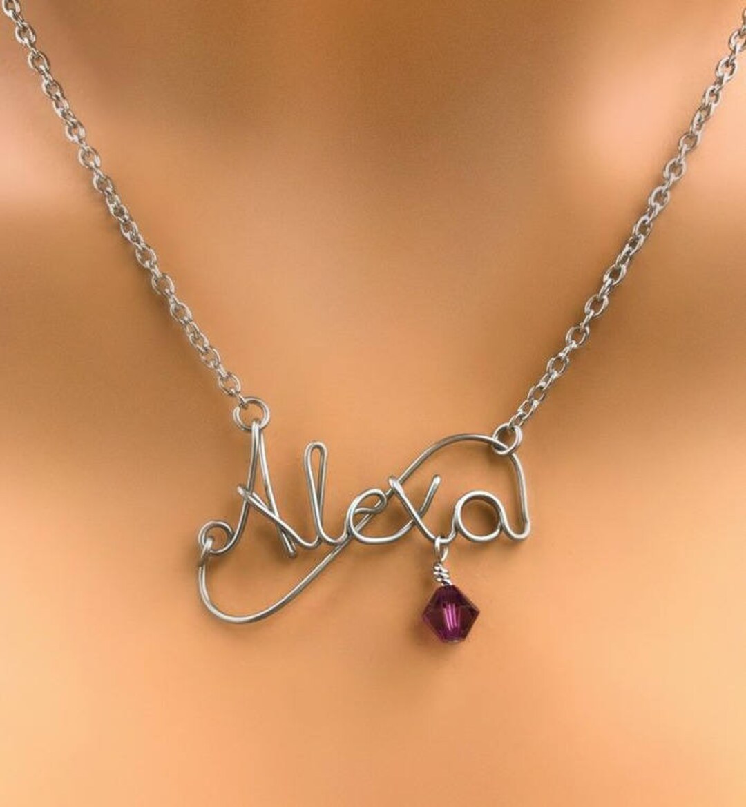 Stainless Steel Wire Script Name Necklace With Charm,name Necklace ...