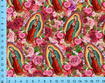 Virgin Mary Fabric Our Lady of Guadalupe Pattern by the Yard | Etsy