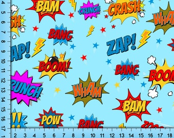 Comic Book Fabric Pow Superhero Comic Pop Art Speech Bubbles - Etsy