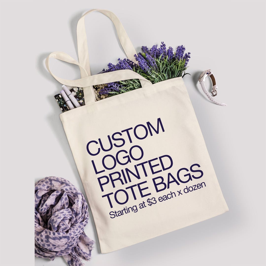 Custom Printed Cotton Tote Bag: Personalized Logo Shopping Bag - Etsy