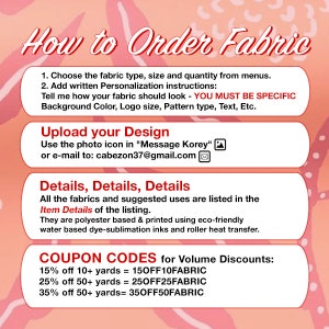 Create Your Own Fabric, Custom Personalized Printing on Your Choice of ...