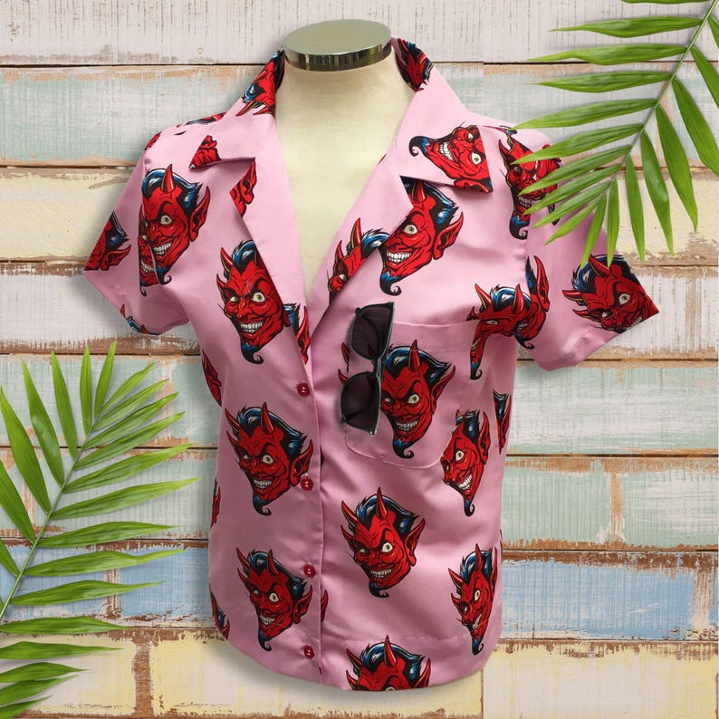 Red Devil Fabric: Novelty Print by the Yard - Etsy