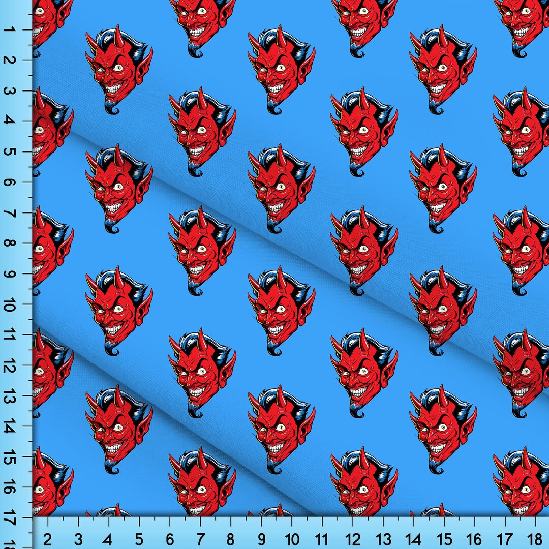 Red Devil Fabric: Novelty Print by the Yard - Etsy
