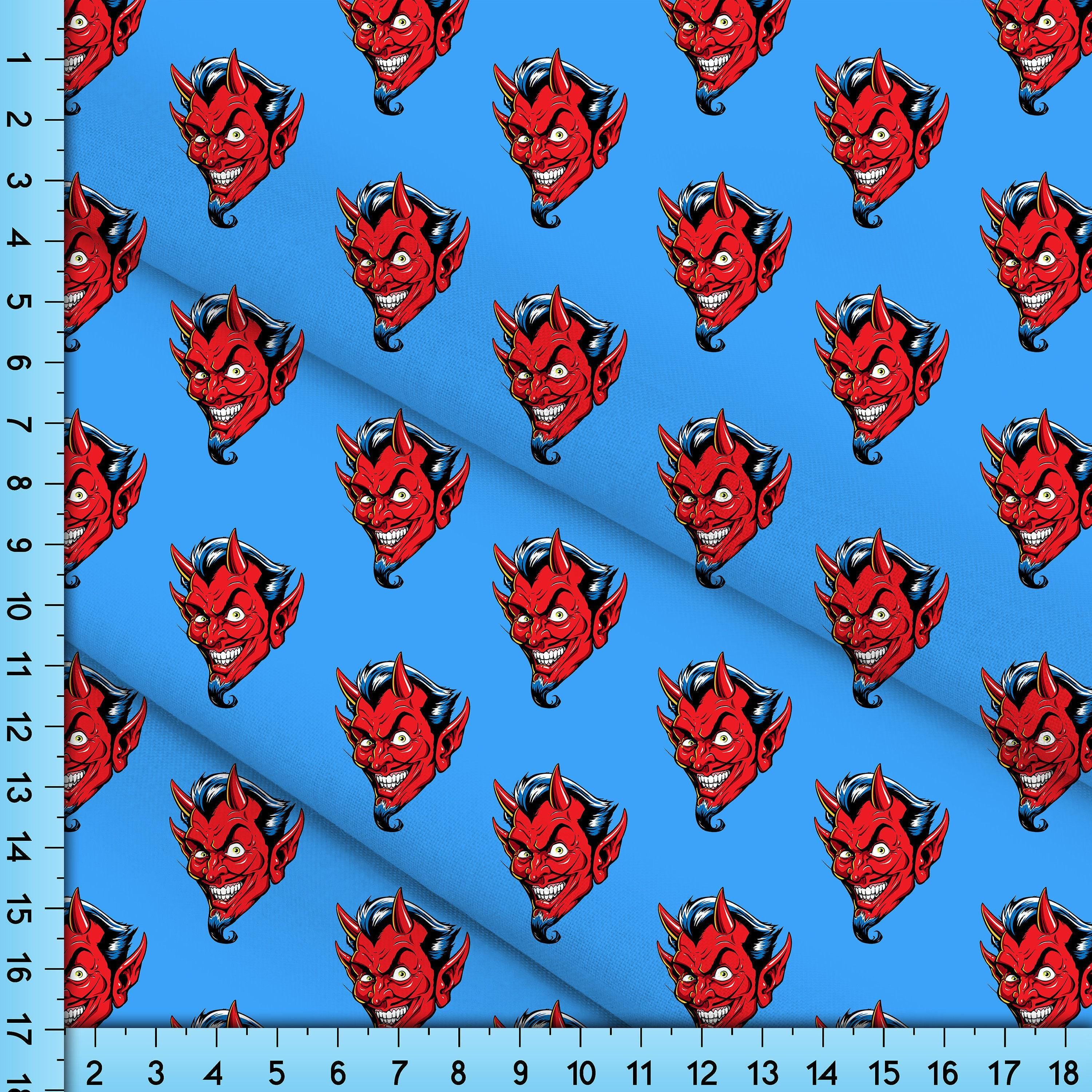 Red Devil Fabric: Novelty Print by the Yard - Etsy