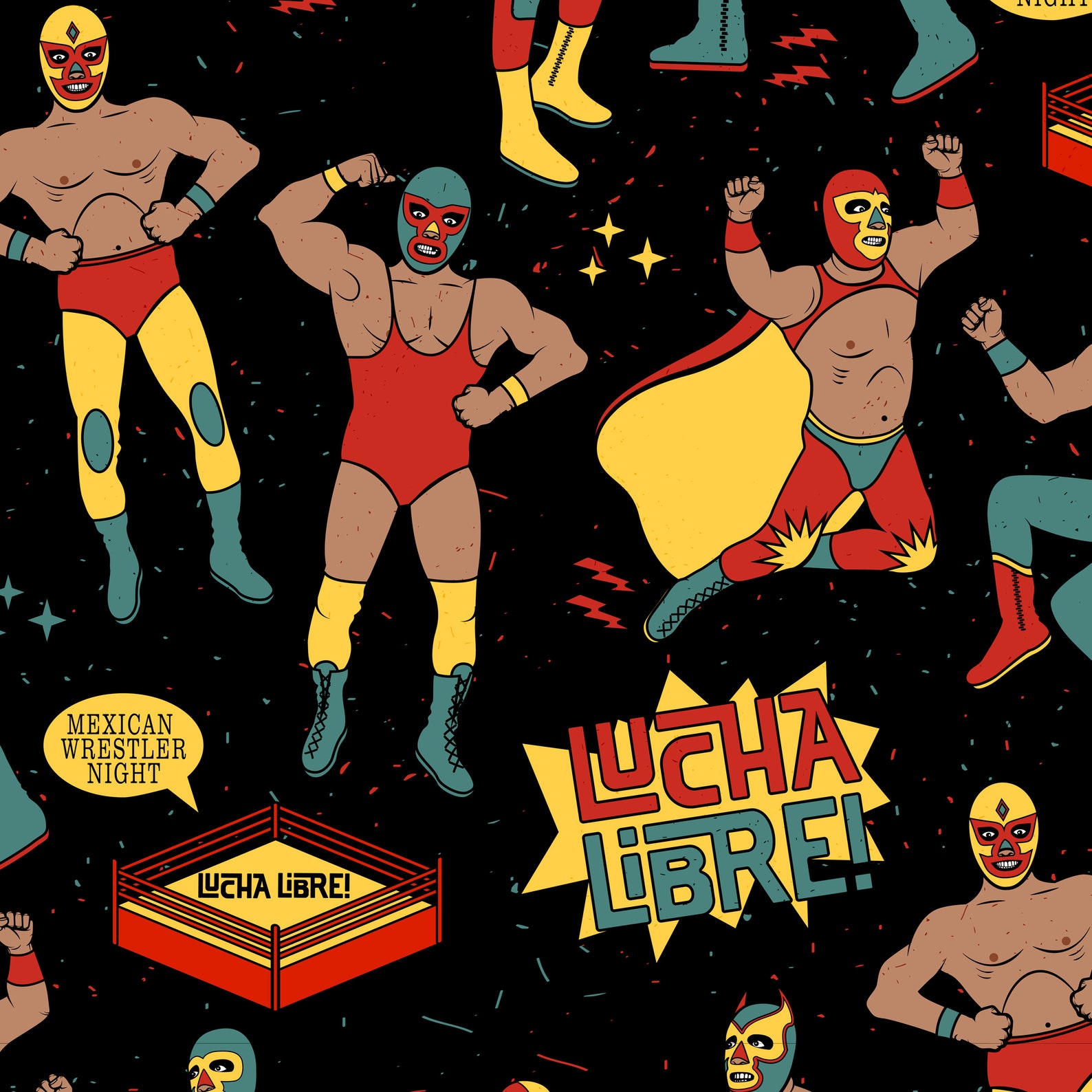 Lucha Libre Mexican Wrestler Fabric by the Yard Half Yard - Etsy