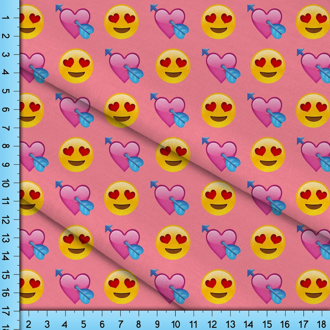 Valentine's Day Heart Eyes Emoji Fabric by the Yard, Cute Pink Heart ...