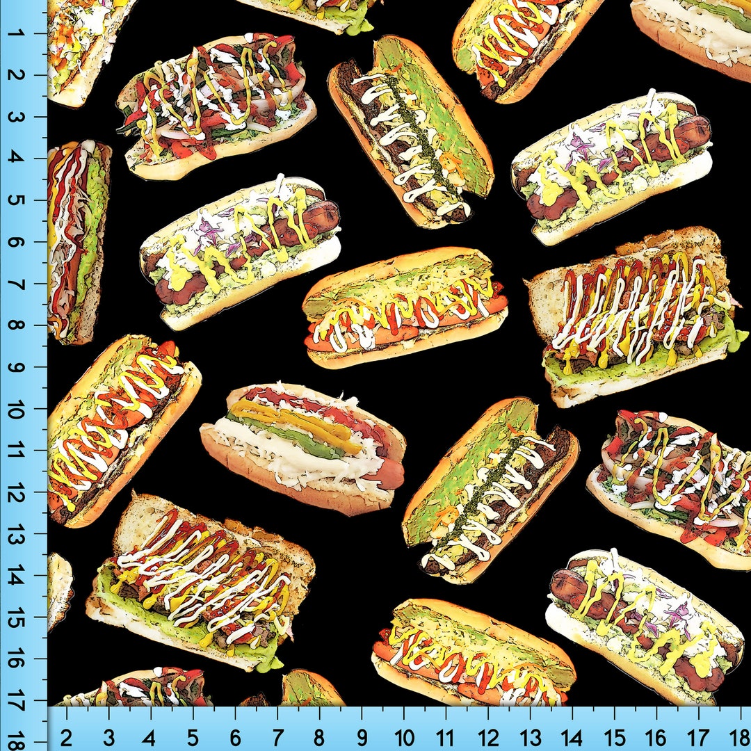 Shucos Hot Dog Fabric Print, Street Food Novelty Design Printed by the ...