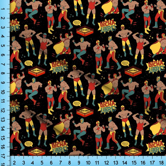 Lucha Libre Mexican Wrestler Fabric by the Yard Half Yard - Etsy