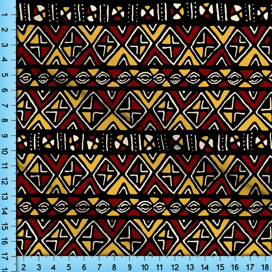 African Bogolan Inspired Design Fabric, Digitally Printed by the Yard ...