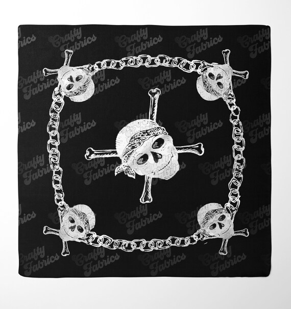 Skull and Chains Black Bandana Cosplay Costume Scarf or - Etsy