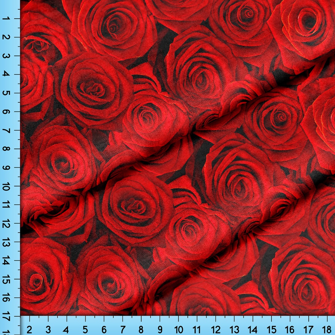 Red Roses Polyester Fabric: Floral Print by the Yard - Etsy