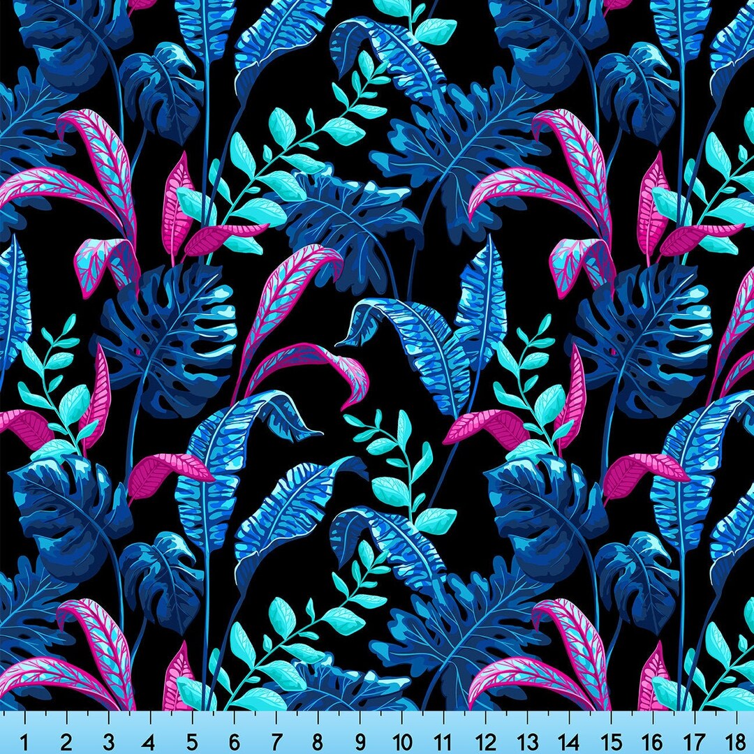 Blue Floral Print Fabric by the Yard - Etsy