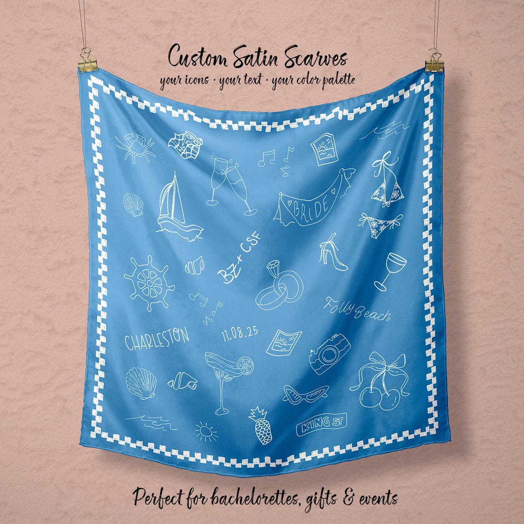 Personalized Satin Scarves: Custom Printed for Events or Gifts - Etsy