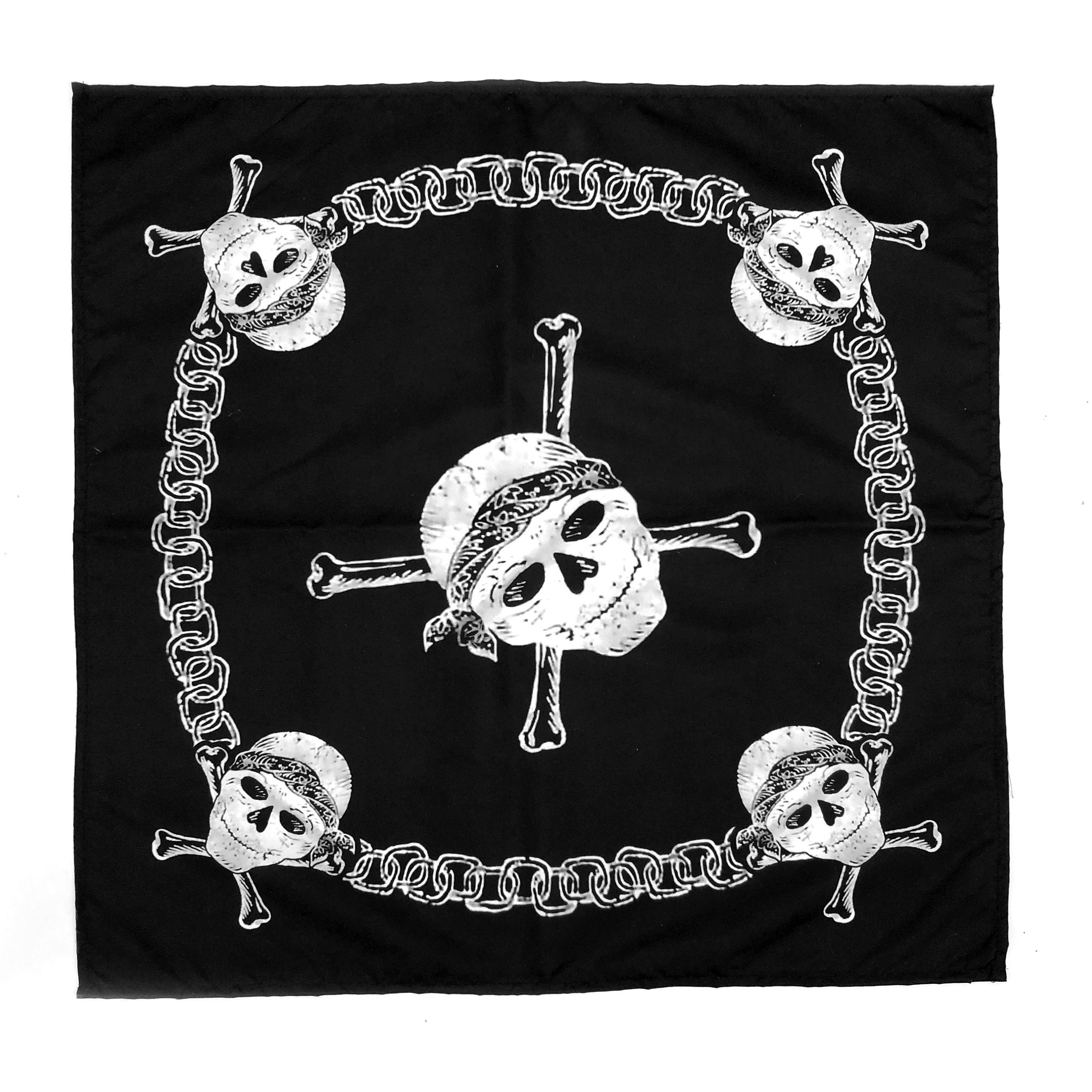 Black Skull and Chains Bandana Cosplay Halloween Costume - Etsy