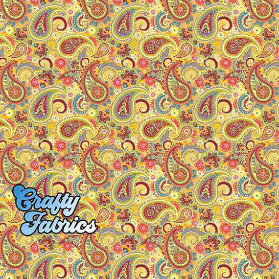 Yellow Paisley Fabric Printed By the Yard Half Yard or Fat | Etsy