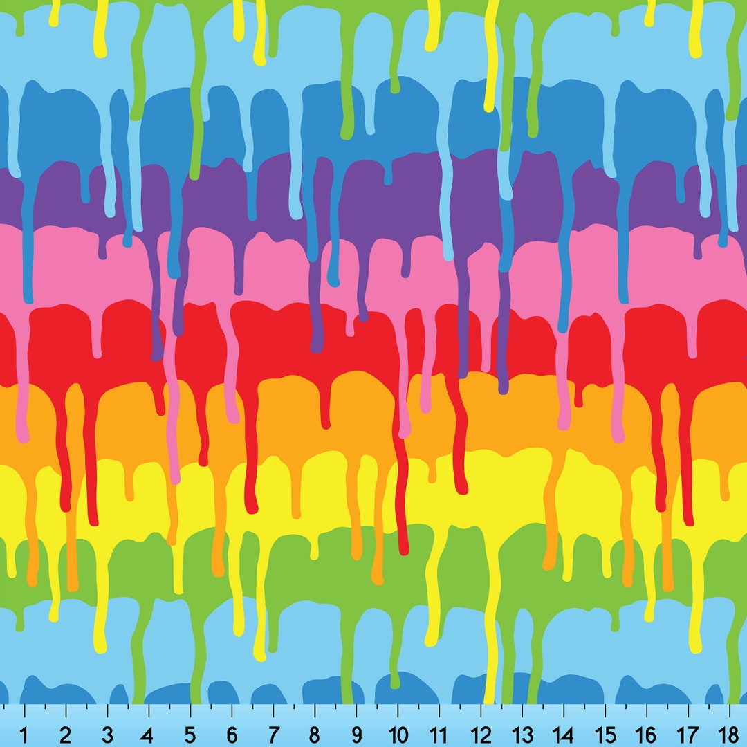 Rainbow Drips Fabric Pattern Print by the Yard, Half Yard and Fat ...