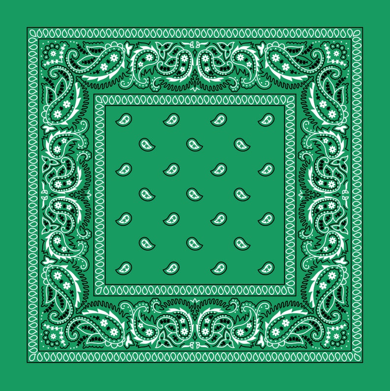 Green Paisley Bandana Traditional Pattern Head Wrap or Hair - Etsy