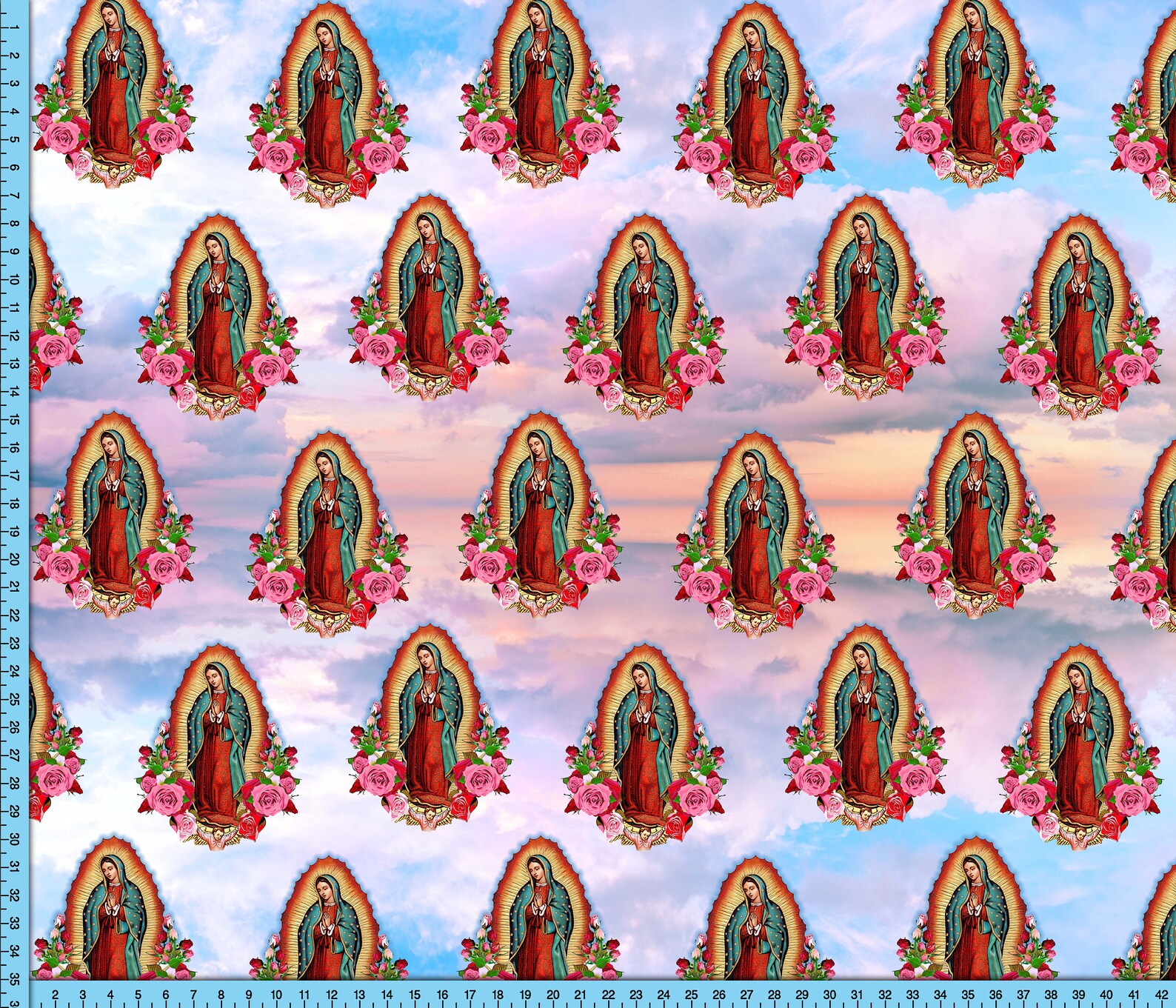 Virgin Mary Fabric Our Lady of Guadalupe Pattern by the Yard - Etsy