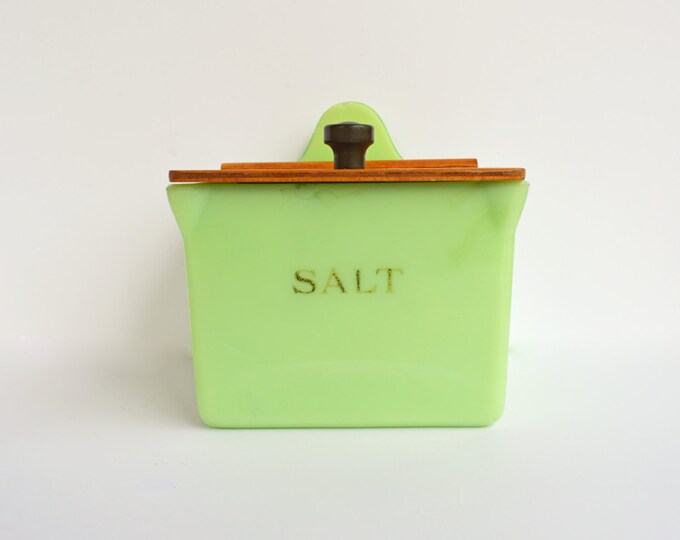Vintage Jadeite Salt Box, RARE 1930's Collectible Jeannette Glass Salt ...