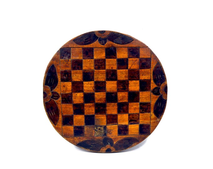 Vintage Wooden Checker Board Game, Hand Carved Checker Board, Wood ...