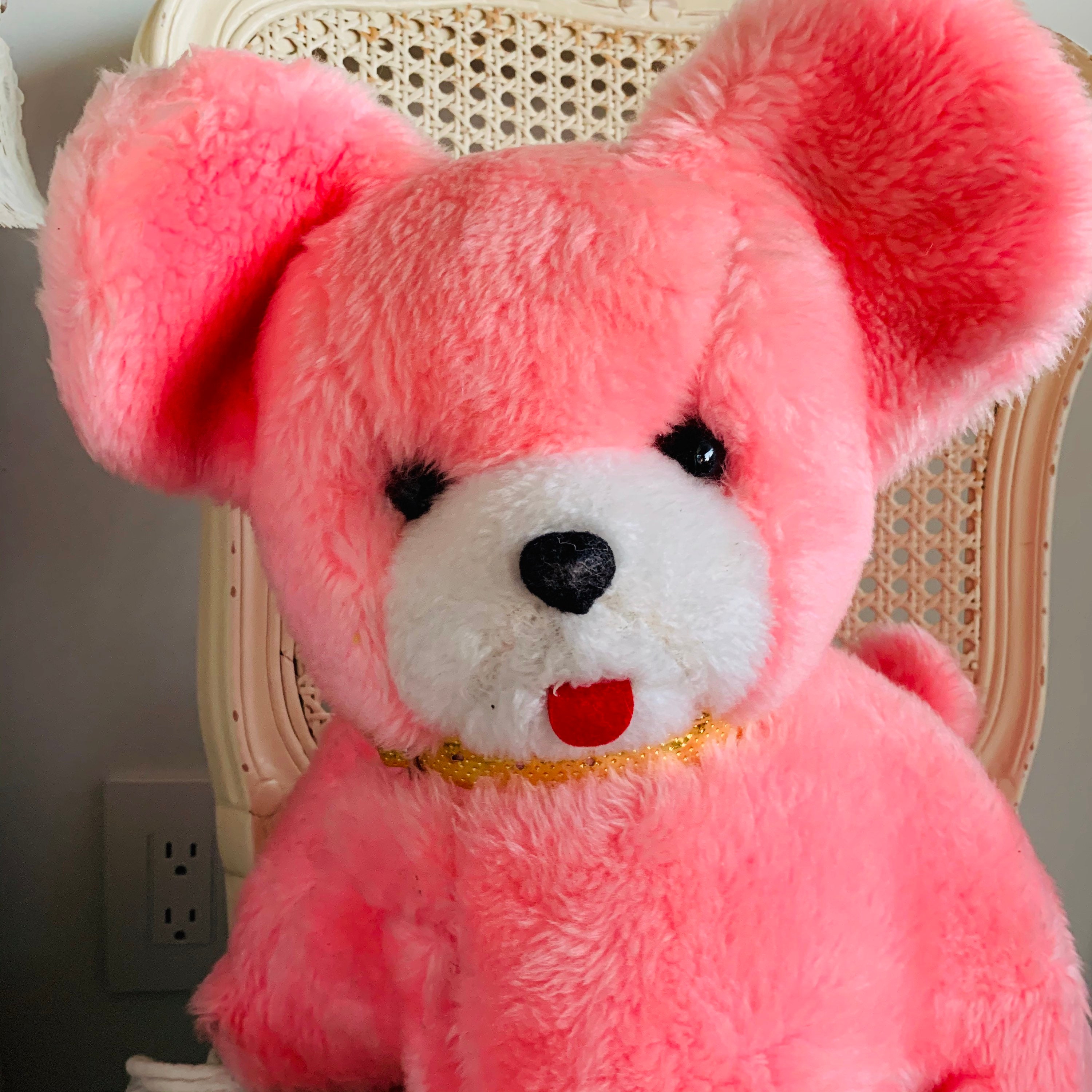 Vintage Kitsch Japan Stuffed Large Pink Chubby Teddy Bear Plush Toy ...