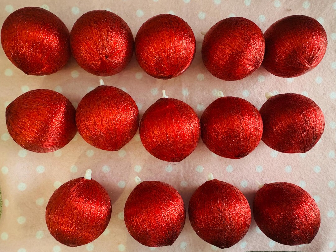 Vintage Christmas Red Sparkling Satin Balls Ornaments 3 Inches - Set of ...