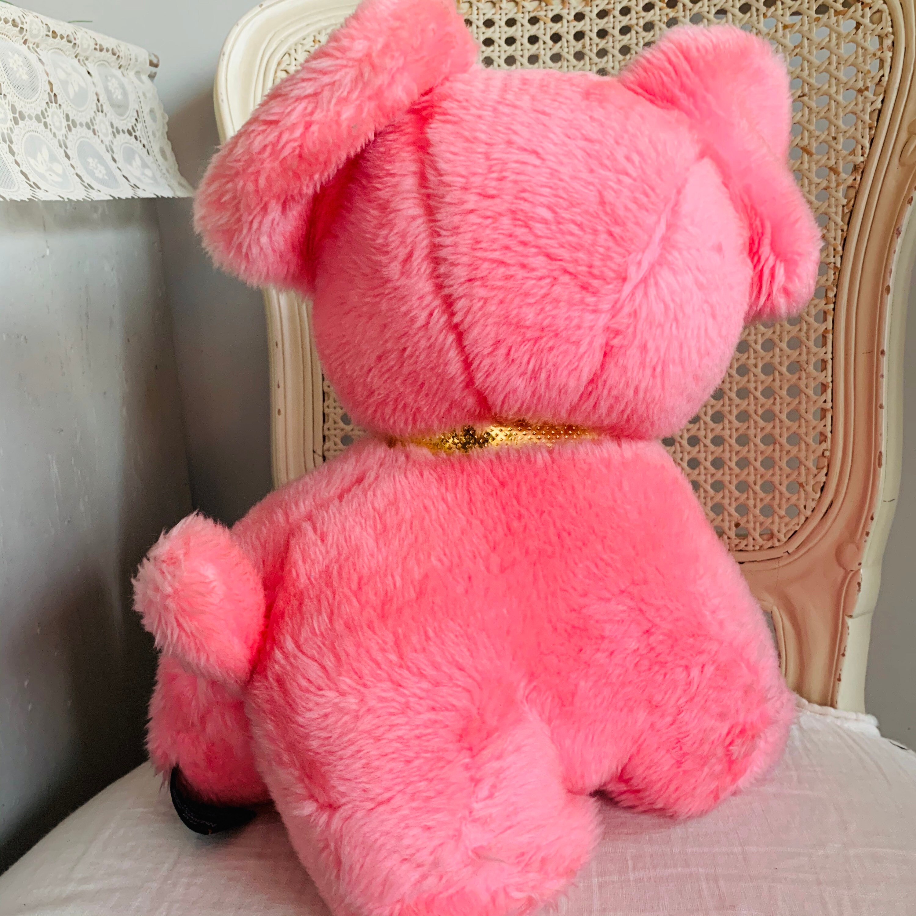 Vintage Kitsch Japan Stuffed Large Pink Chubby Teddy Bear | Etsy