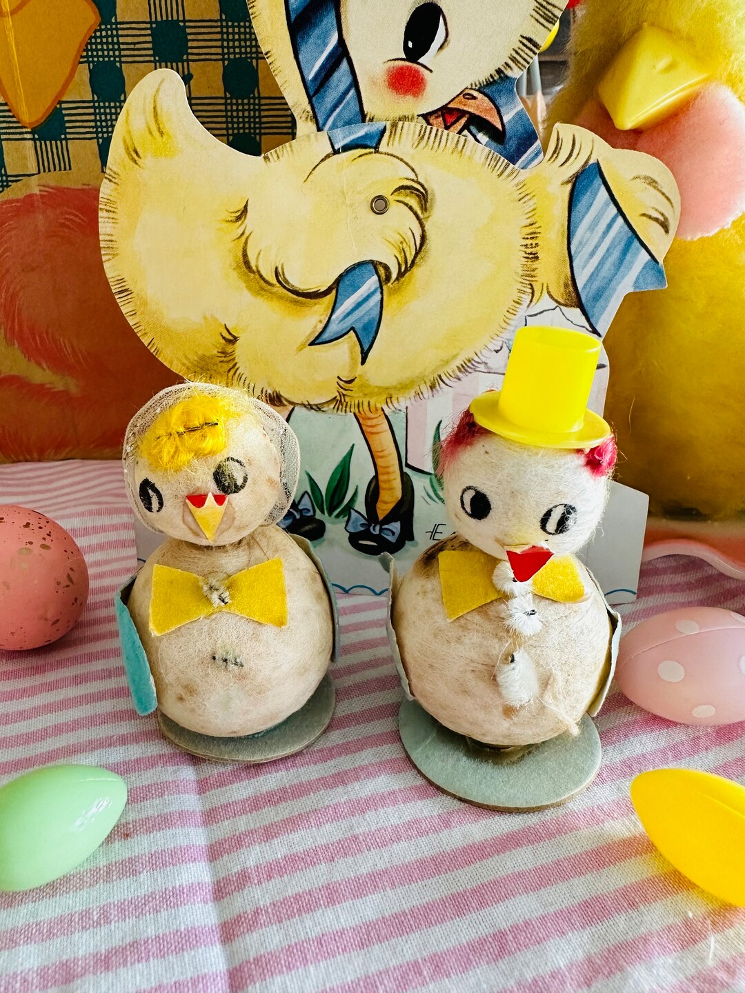 Vintage Kitsch Cotton Spun Easter Chicks Ducks Figurine Ornaments ...