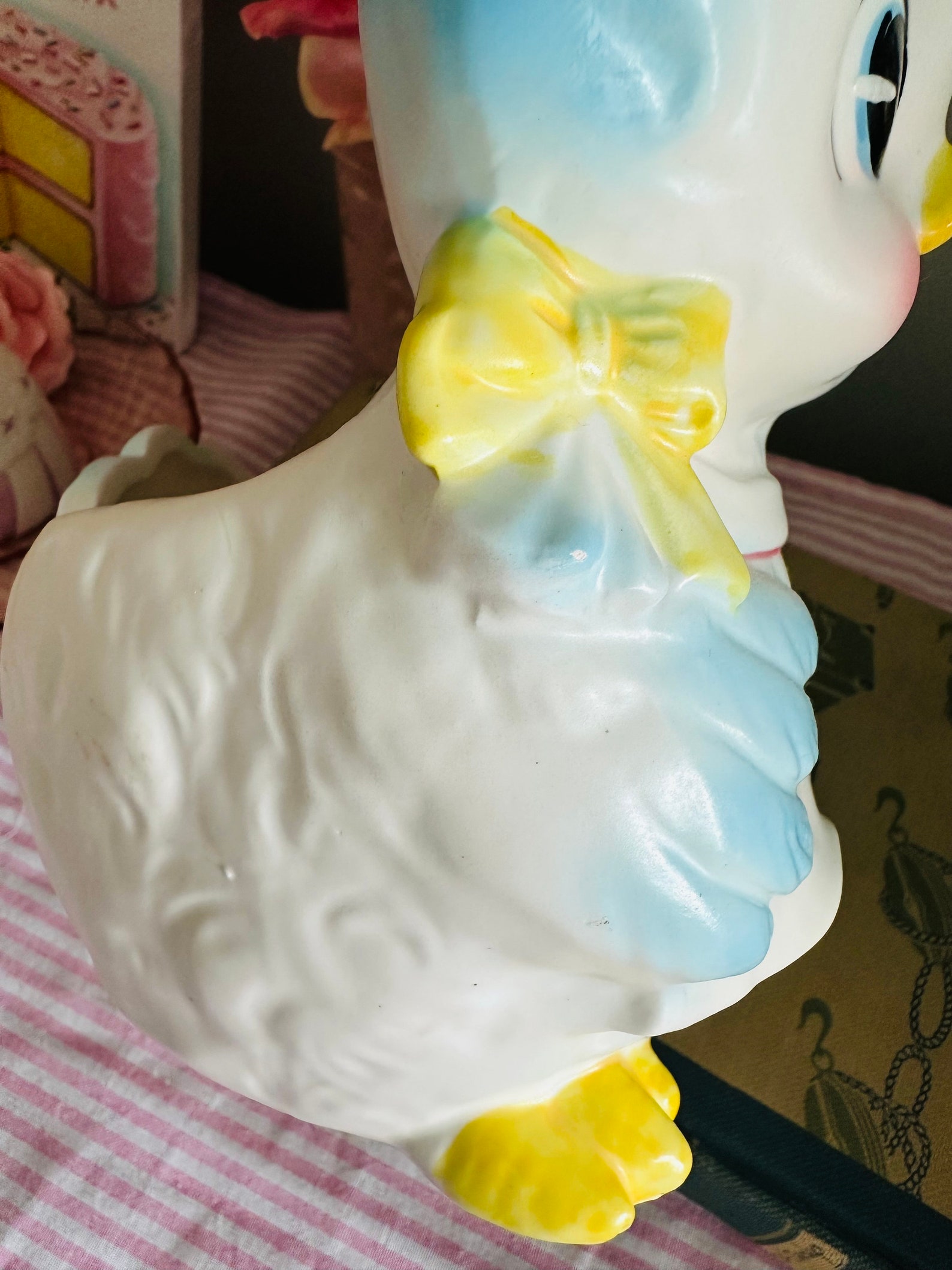 Vintage Relpo Japan Ceramic Bluebird Blue Bird Girl With Pigtails Baby ...