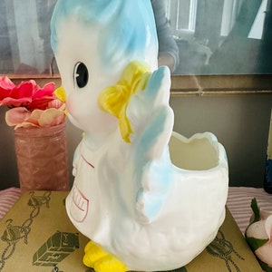 Vintage Relpo Japan Ceramic Bluebird Blue Bird Girl With Pigtails Baby ...