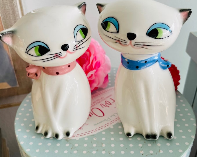 Vintage Japan Kitsch Ceramic Blue Pink Holt Howard Salt Pepper Shakers ...