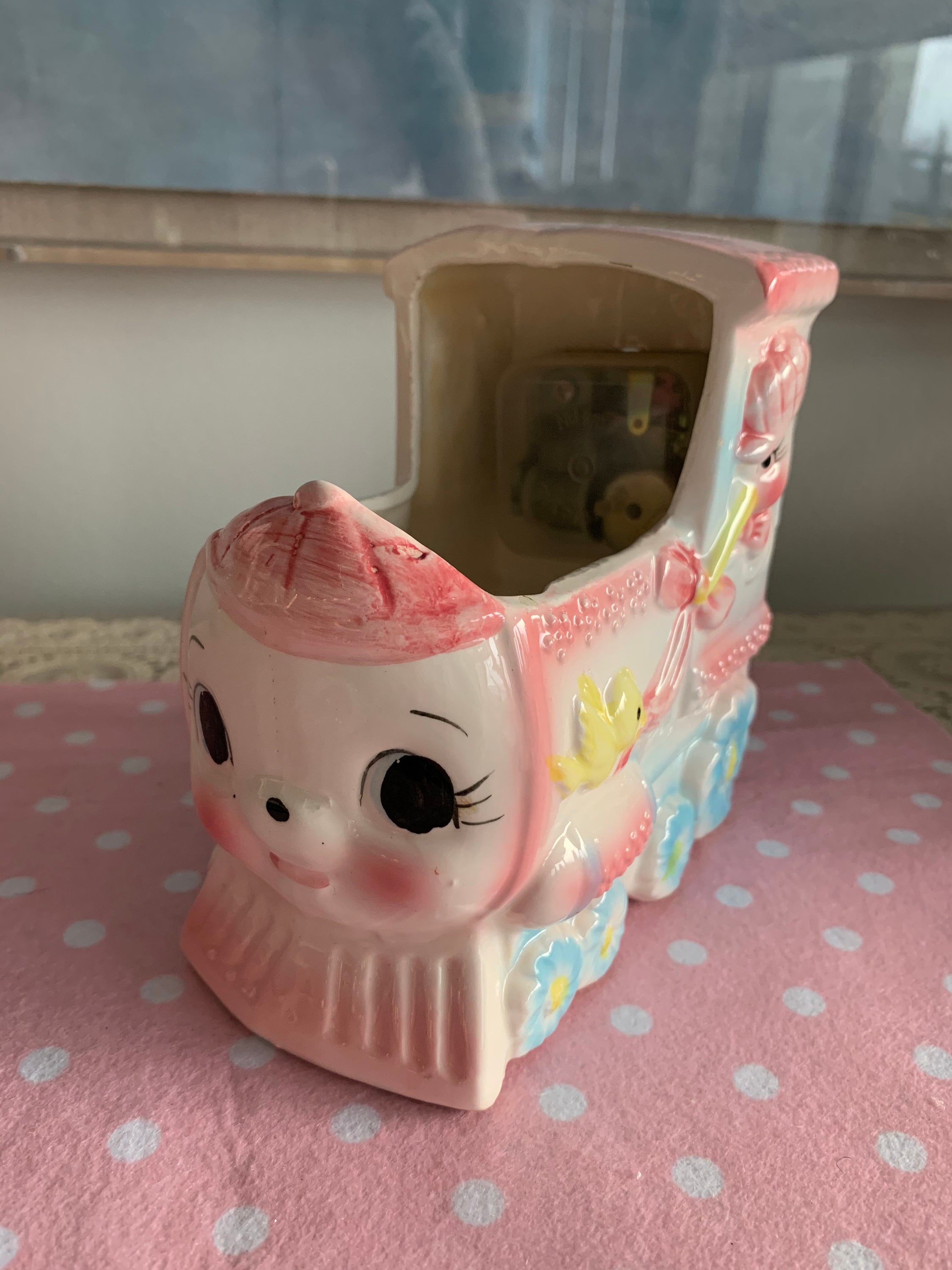 Vintage Kitsch Japan Ceramic Bird Pink Train Dish Planter Vase | Etsy